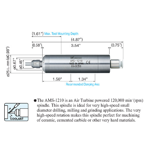 NSK Nakanishi AMS-1210 MS Series Air Turbine Spindle - 120,000 rpm ...
